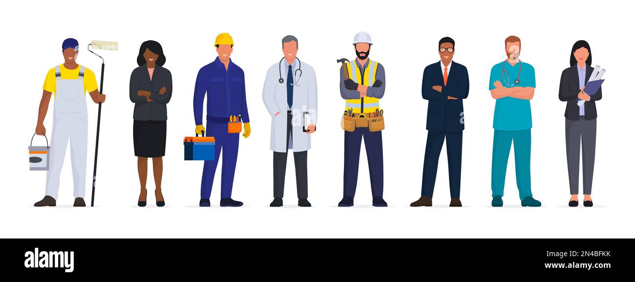 Group of workers standing together, collaboration and career concept ...