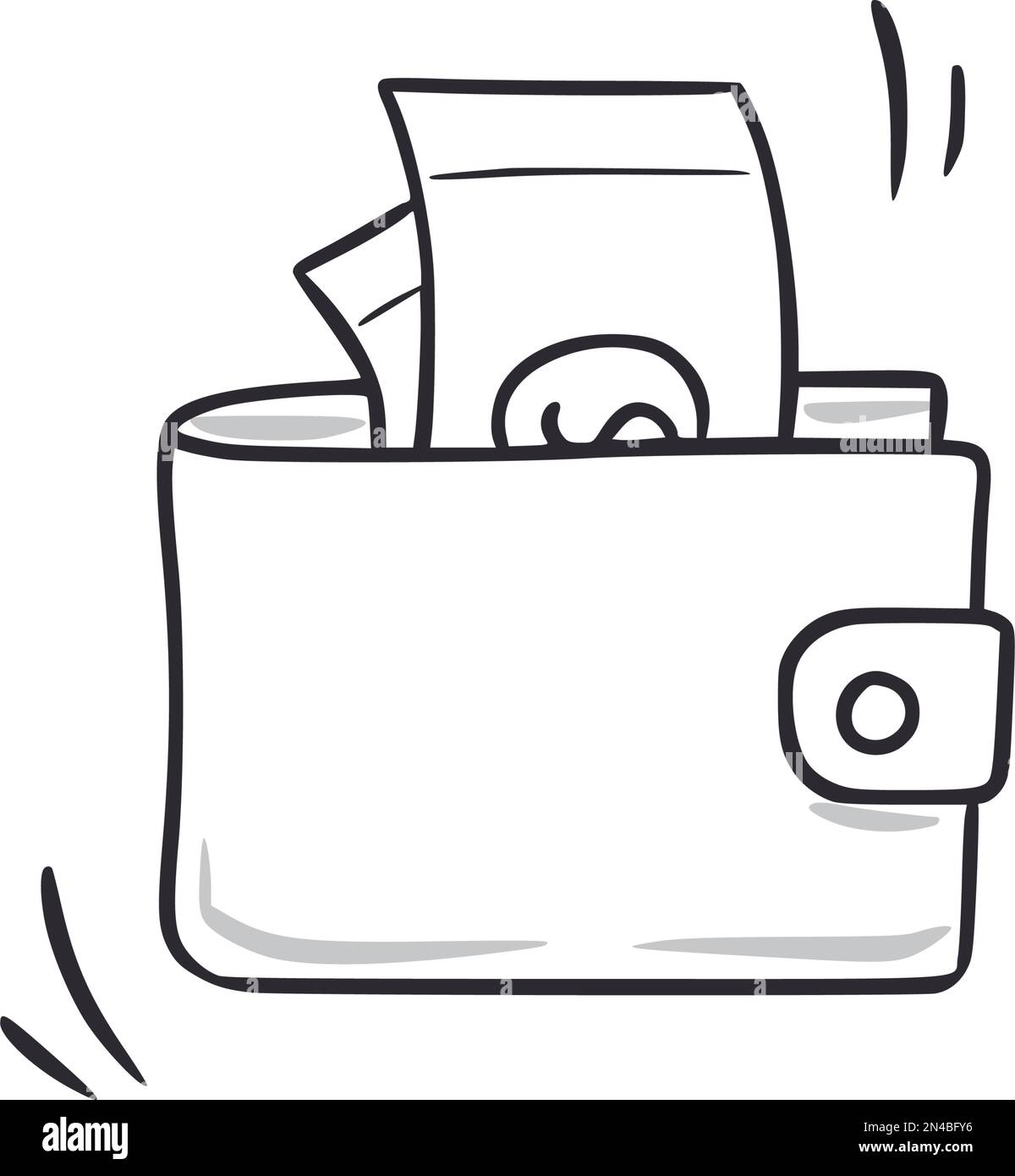 Money wallet doodle. Wallet dollar hand drawn sketch style icon. Profit ...