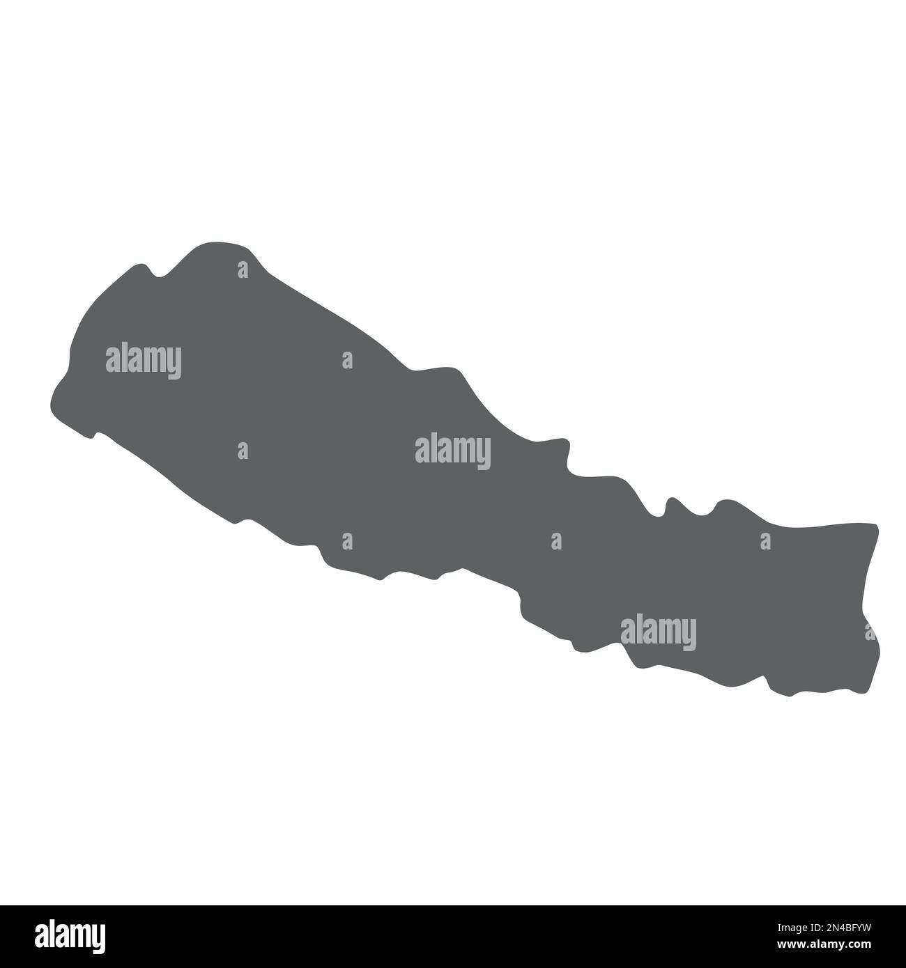Nepal - smooth grey silhouette map of country area. Simple flat vector ...