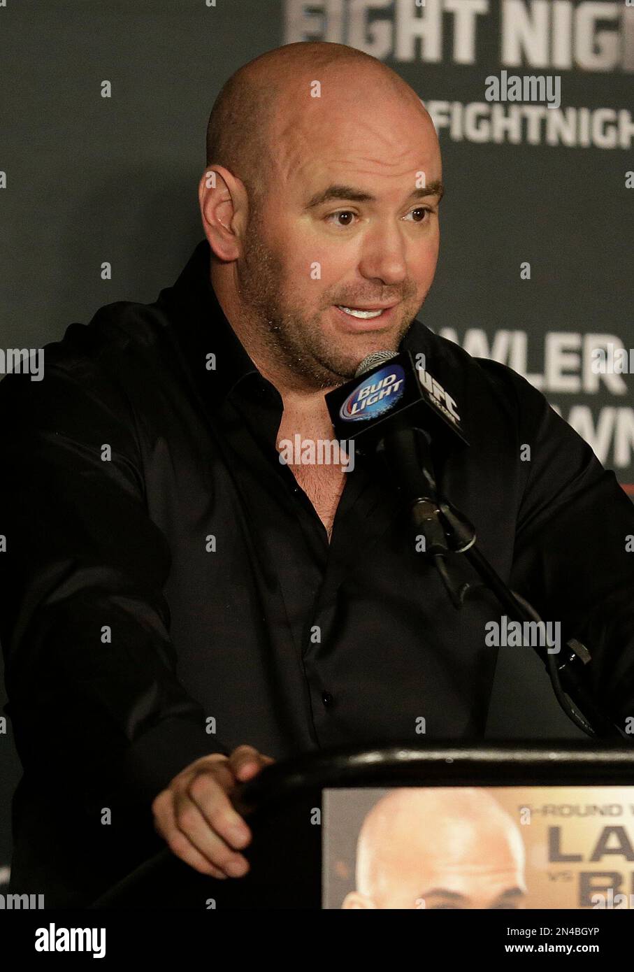 UFC President Dana White speaks at a news conference after a UFC on Fox ...