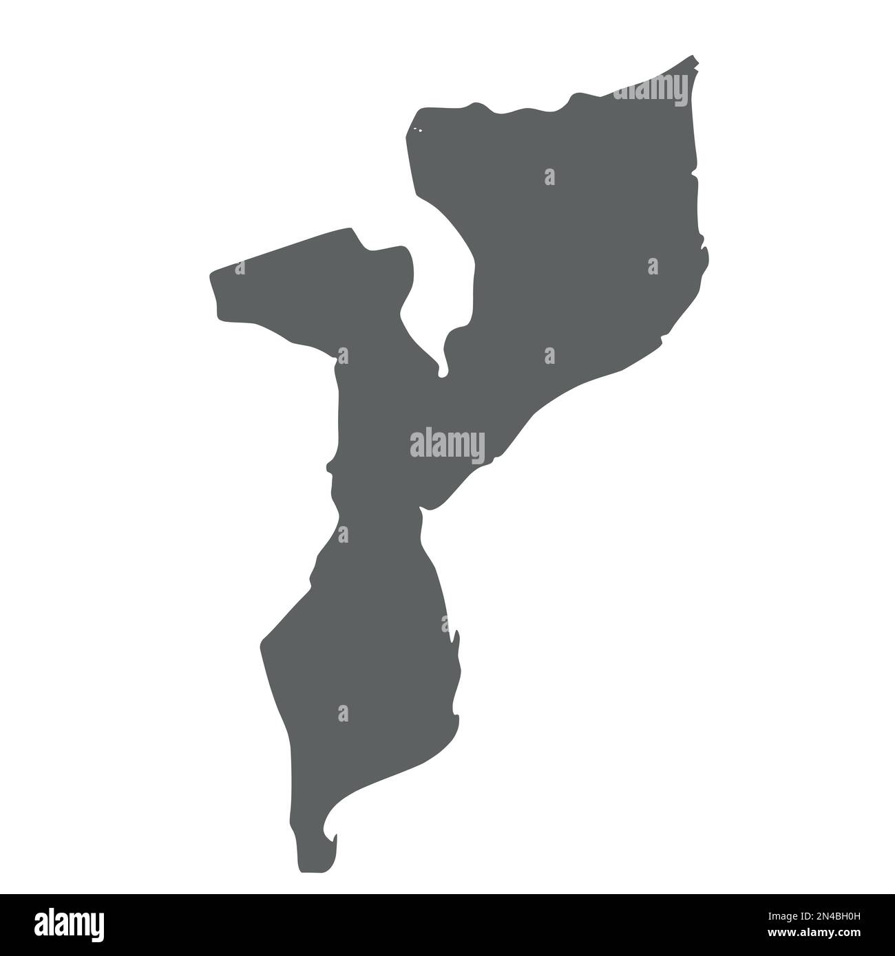Mozambique - smooth grey silhouette map of country area. Simple flat ...