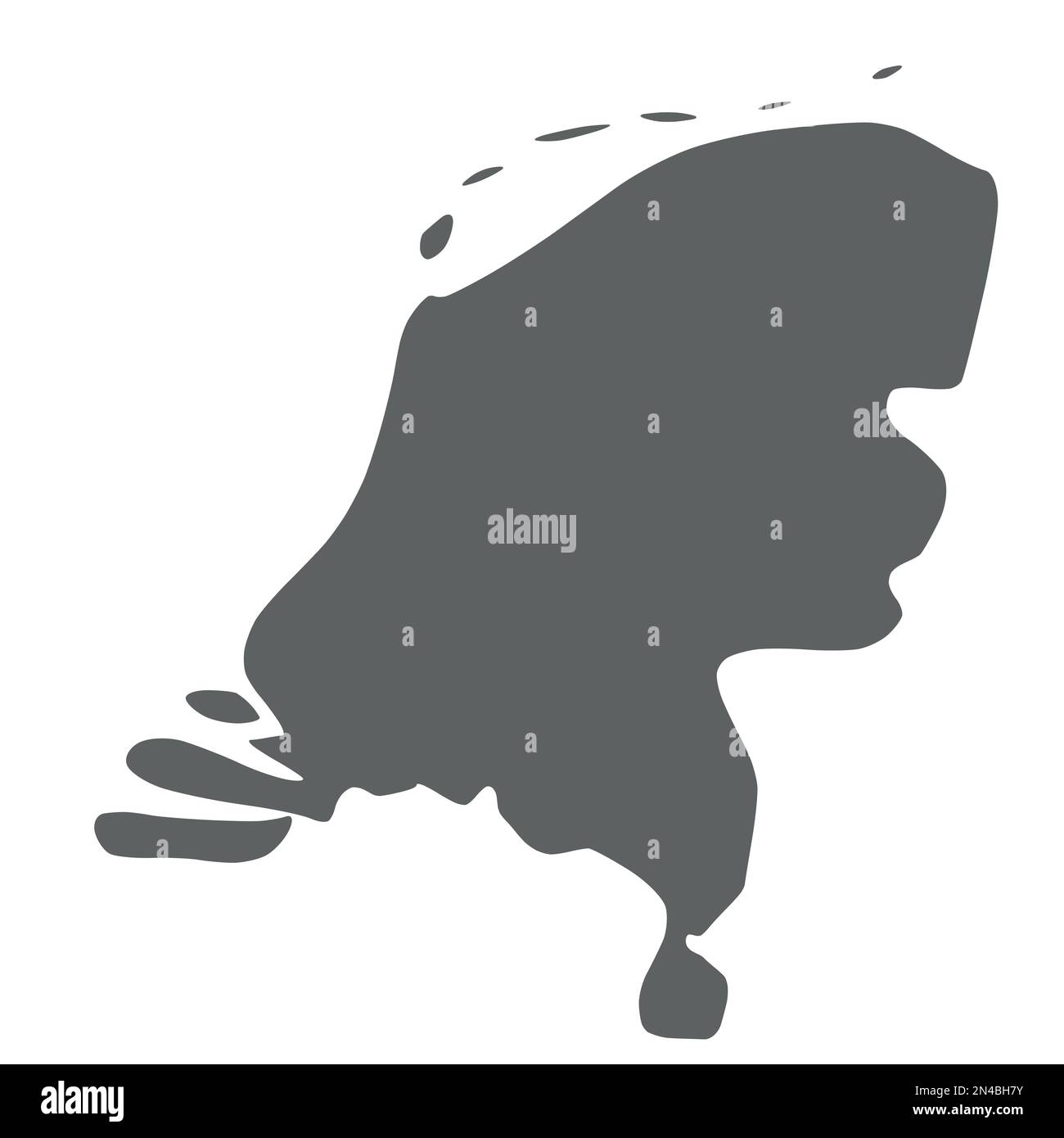 Netherlands, Holland - smooth grey silhouette map of country area ...