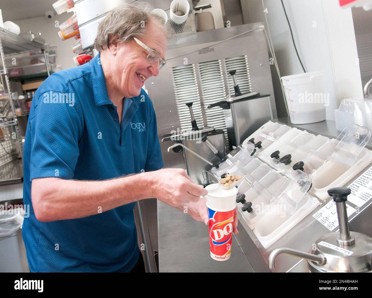 Colorful soccer commentator Ray Hudson surprises fans at the drive thru ...
