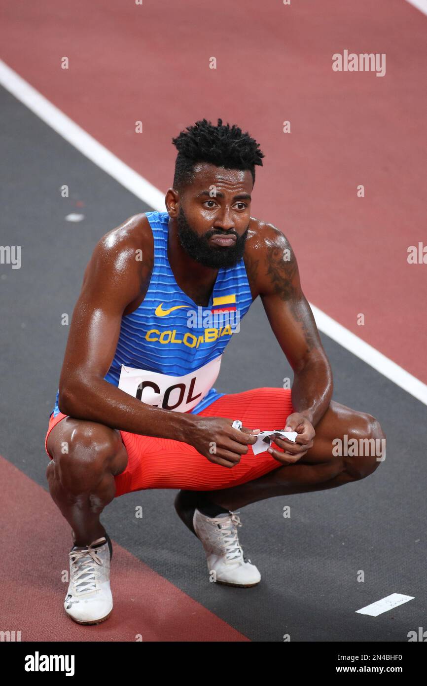 AUG 06, 2021 - Tokyo, Japan: Jhon Solis of Colombia reacts in the ...