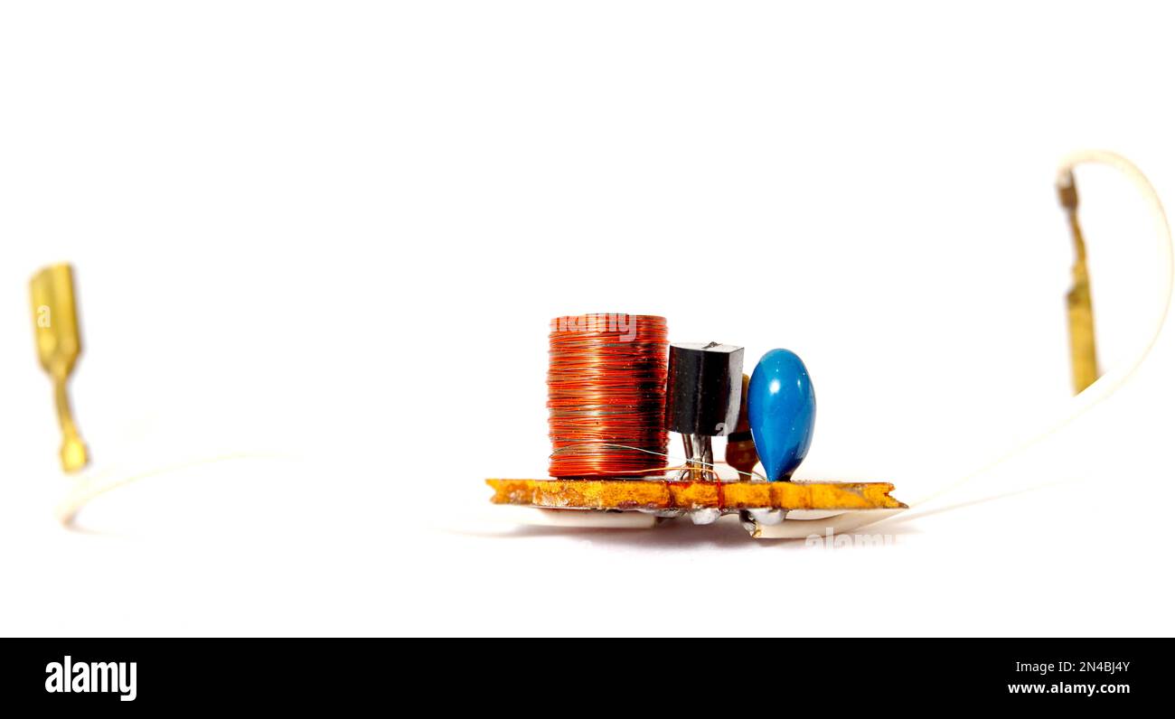 out of order transformer and other elementa of small vintage electronic ...