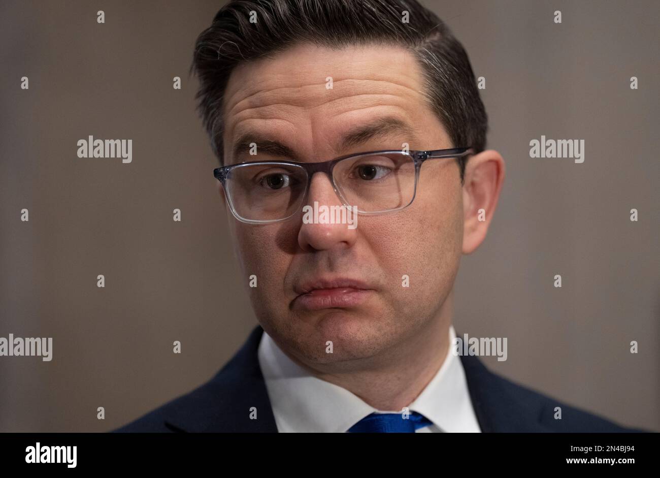 Conservative leader Pierre Poilievre speaks to reporters before ...