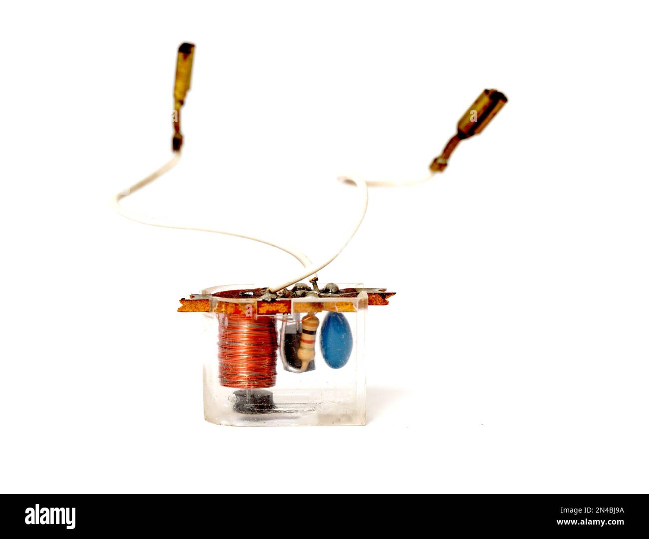 out of order transformer and other elementa of small vintage electronic ...