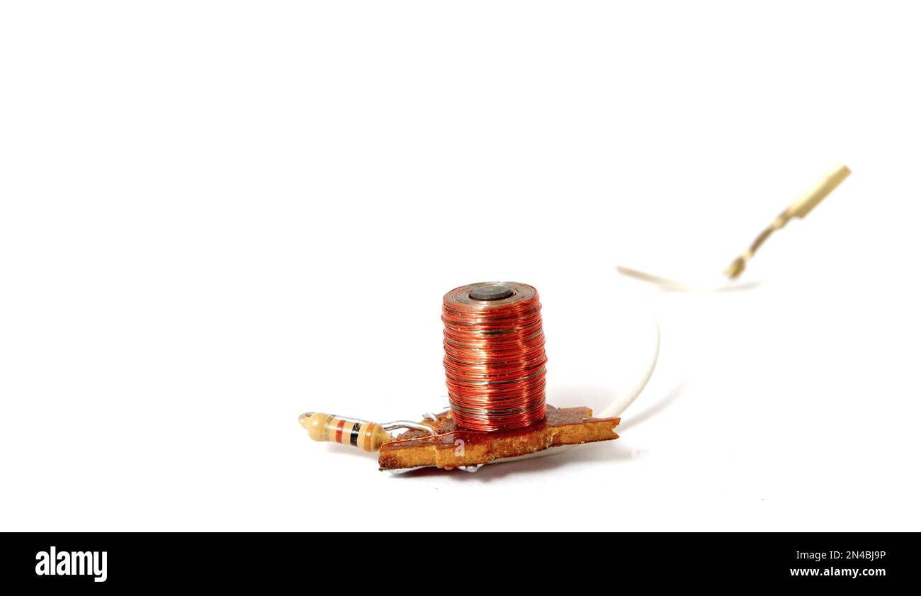 out of order transformer and other elementa of small vintage electronic ...