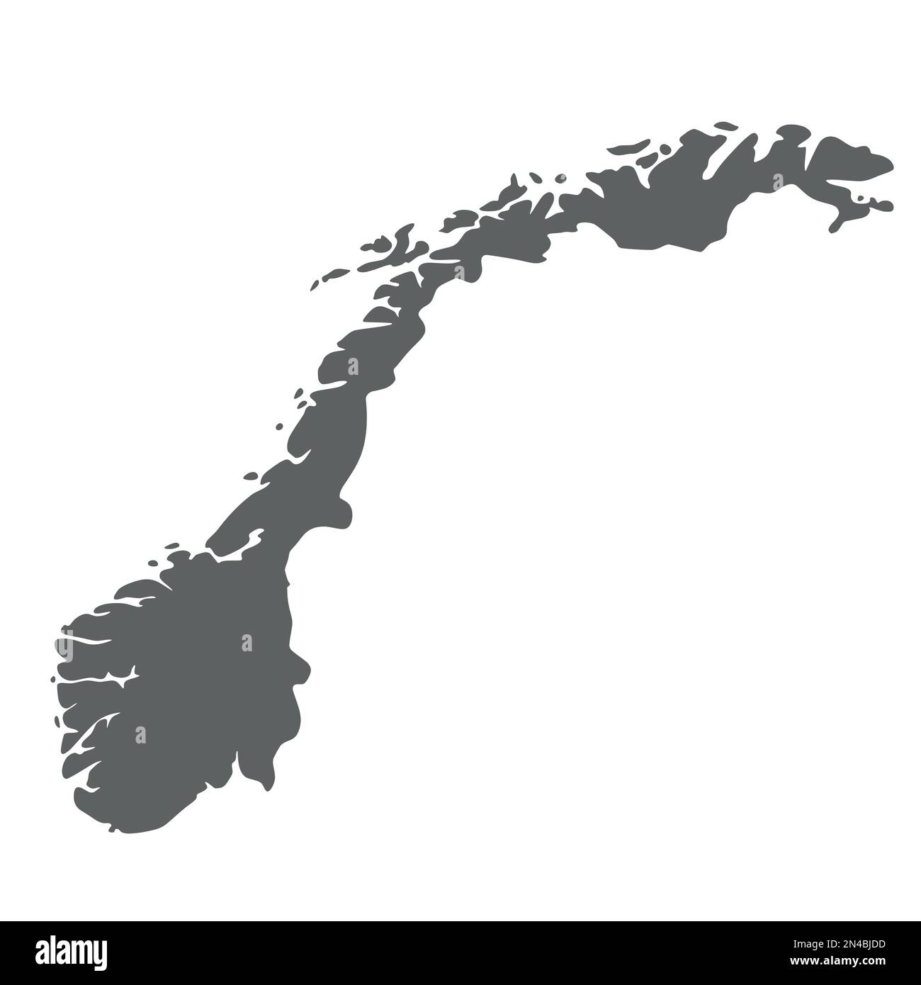 Norway - smooth grey silhouette map of country area. Simple flat vector ...