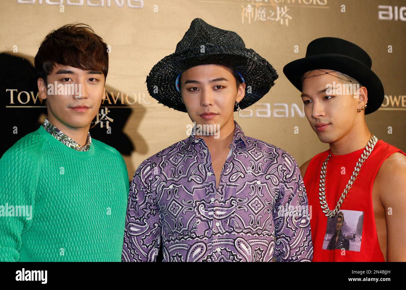 South Korean K-pop group Big Bang members, from left, Seungri, G-Dragon ...