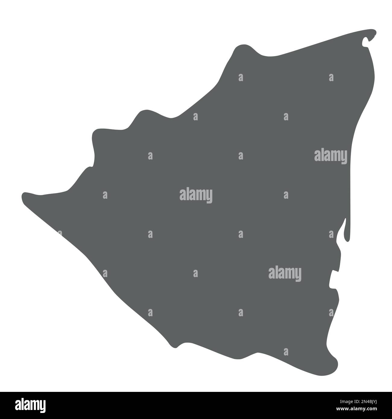 Nicaragua - smooth grey silhouette map of country area. Simple flat ...