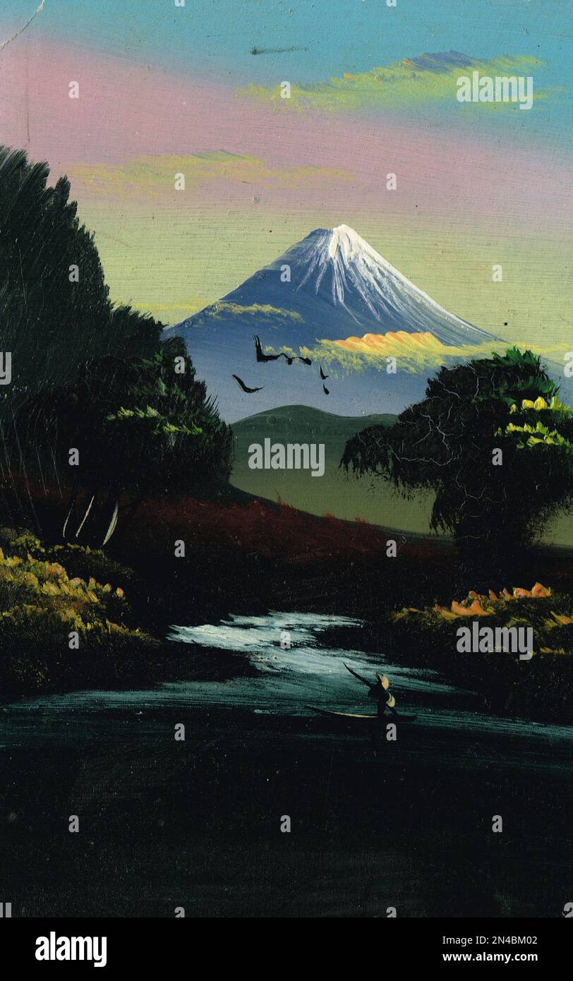 Hand painted Japanese scenic postcard. Circa 1900-1910 Stock Photo - Alamy