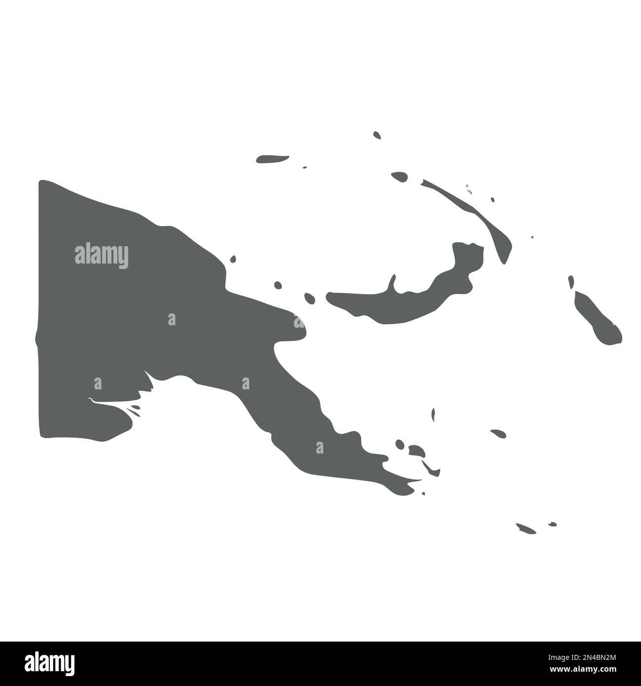 Papua New Guinea Smooth Grey Silhouette Map Of Country Area Simple