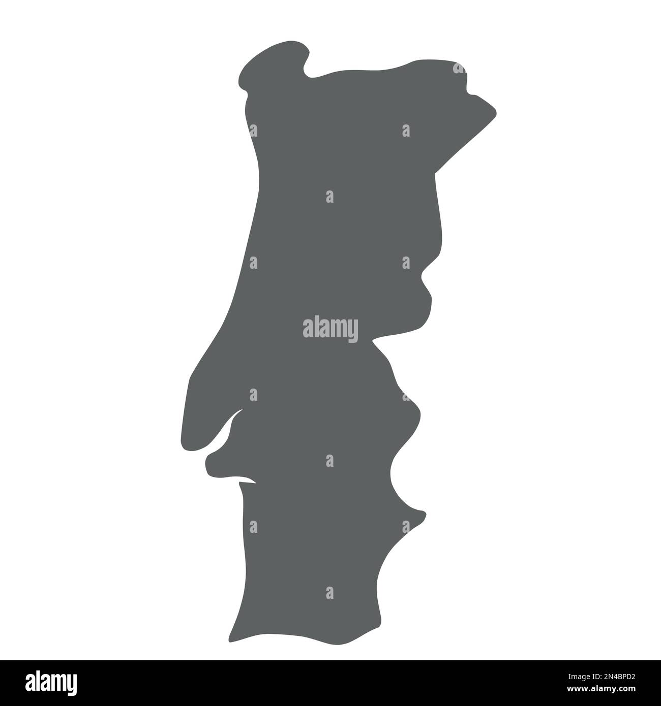 Portugal - smooth grey silhouette map of country area. Simple flat ...