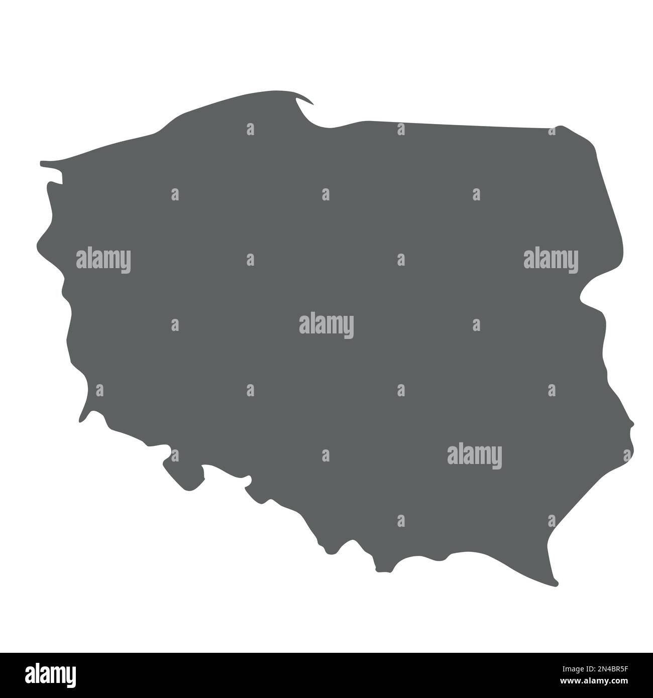 Poland - smooth grey silhouette map of country area. Simple flat vector ...