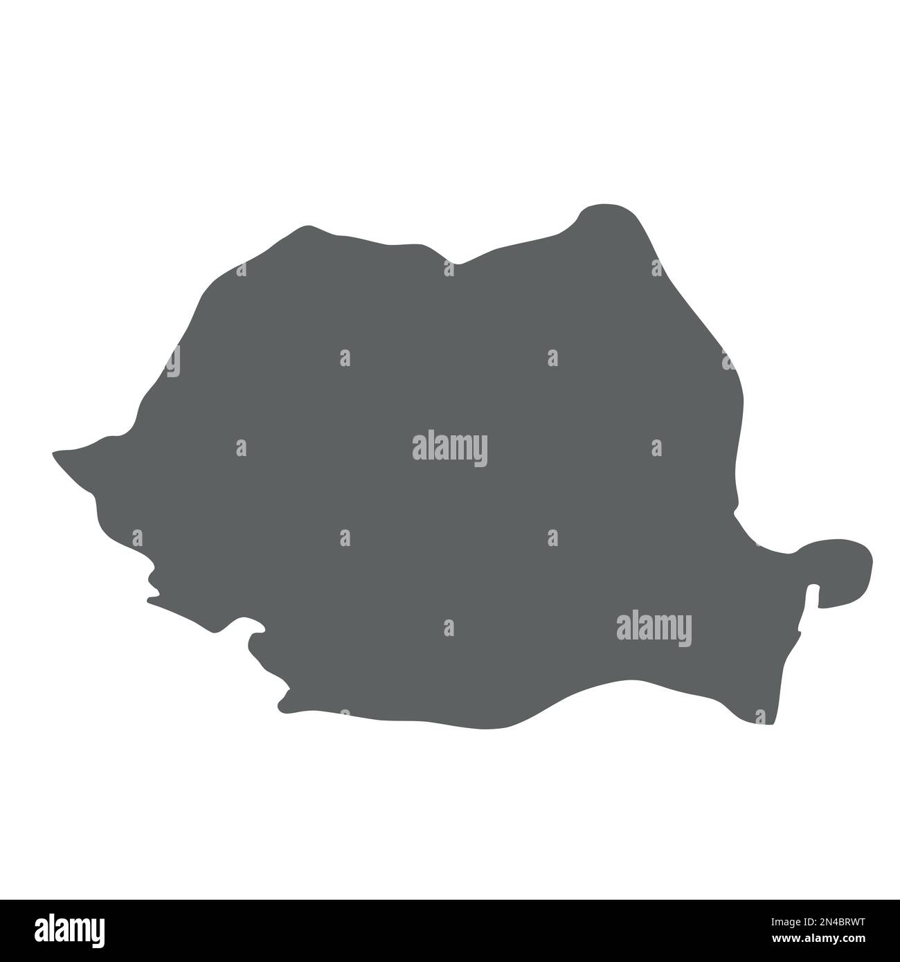 Romania - smooth grey silhouette map of country area. Simple flat ...