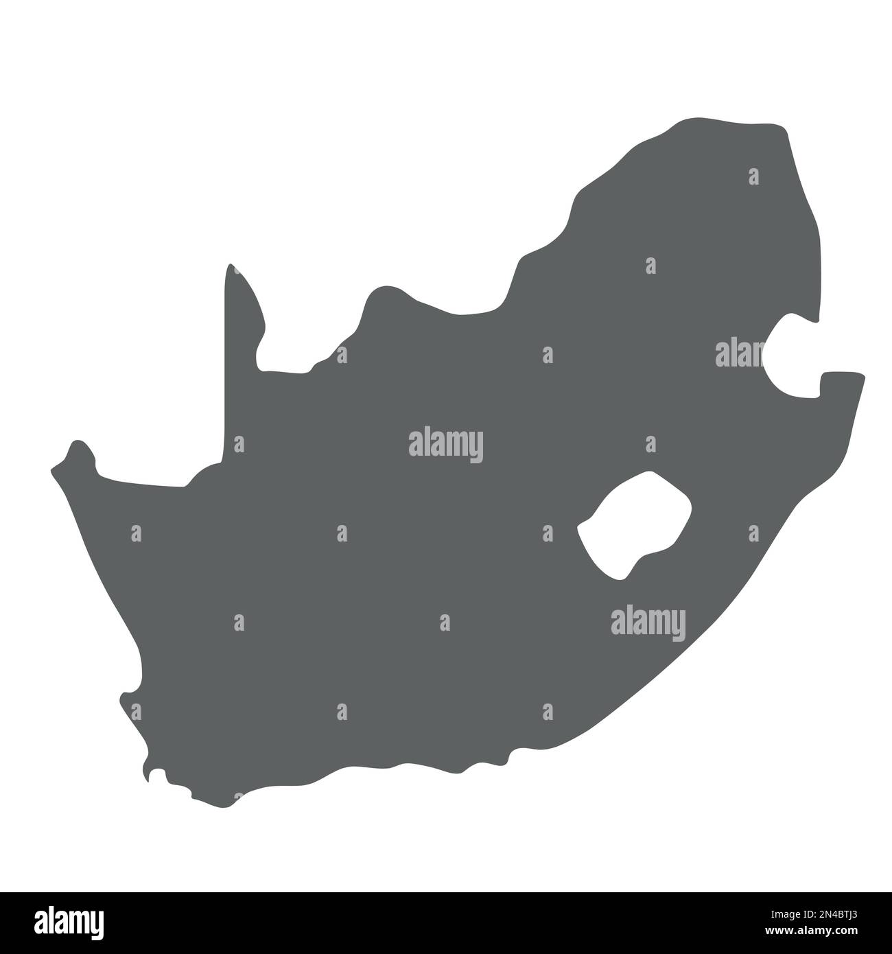 South Africa - solid black silhouette map of country area. Simple flat ...