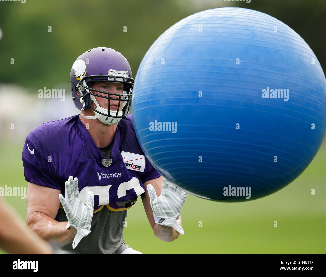 Minnesota Vikings tight end Kyle Rudolph participates in a drill during ...