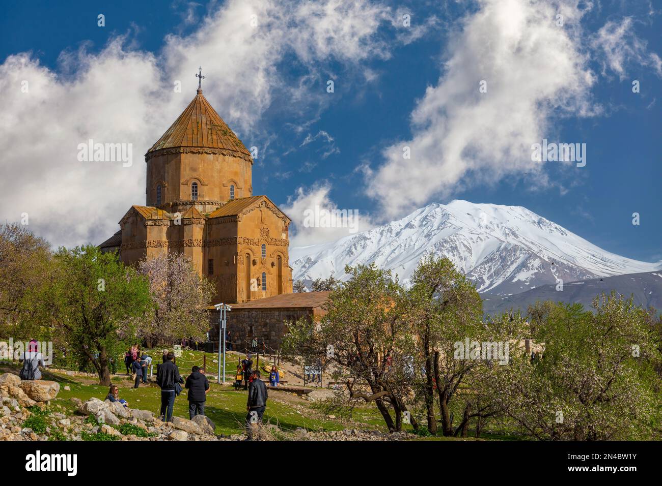 Akdamar Island in Van Lake. The Armenian Cathedral Church of the Holy ...