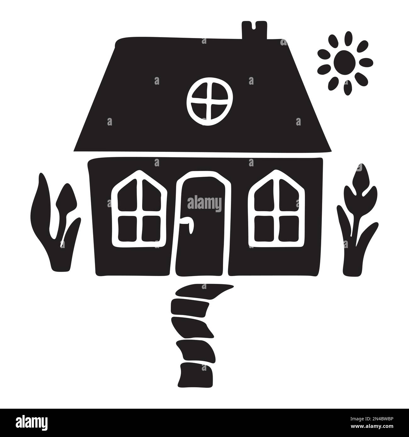 Cute rustic cottage motif in homestead vintage style. Vector ...