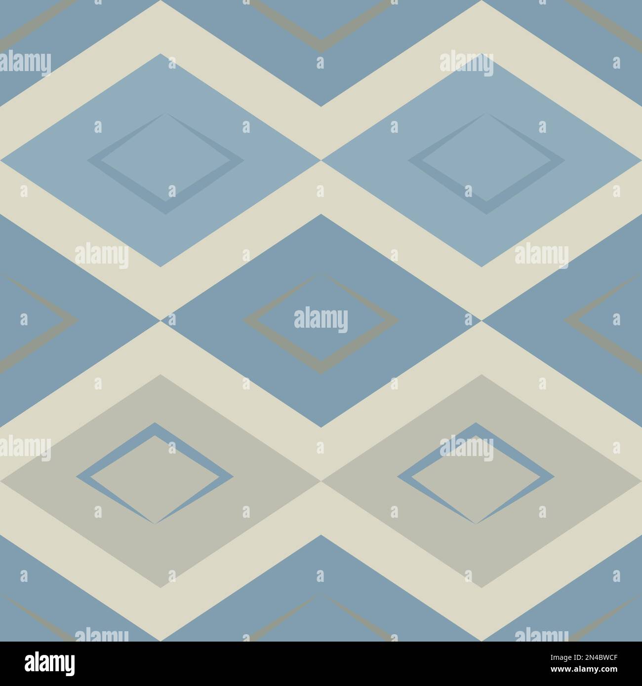 Diamond vector seamless pattern background. Blue beige rhombuses ...