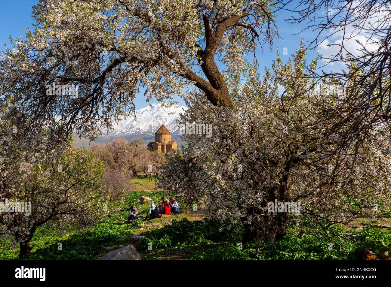 Akdamar Island in Van Lake. The Armenian Cathedral Church of the Holy ...
