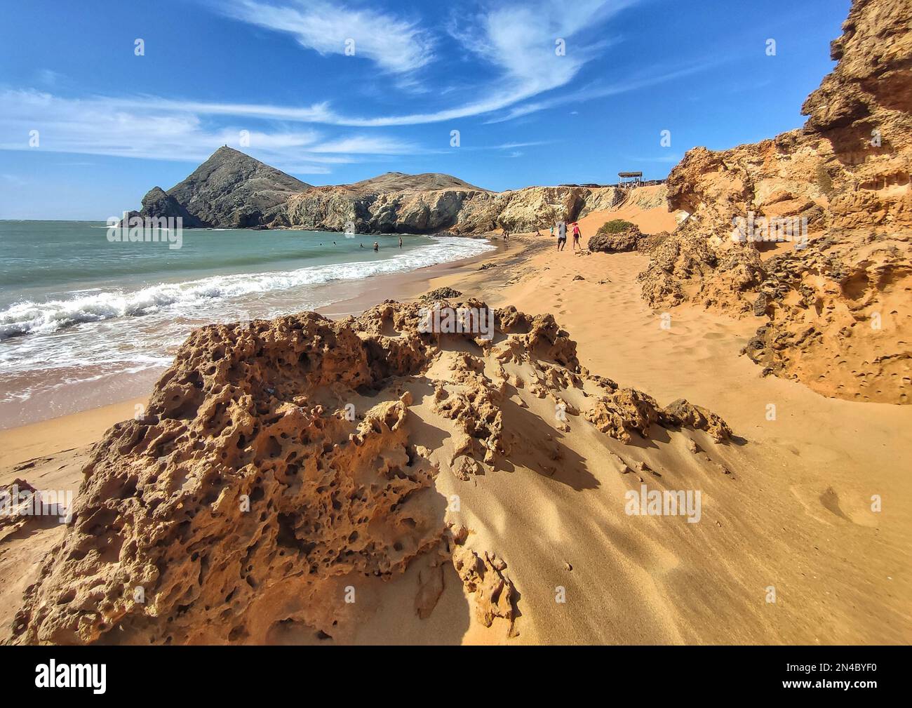 A beautiful view of the Playa del Pilon de Azucar beach in Colombia ...