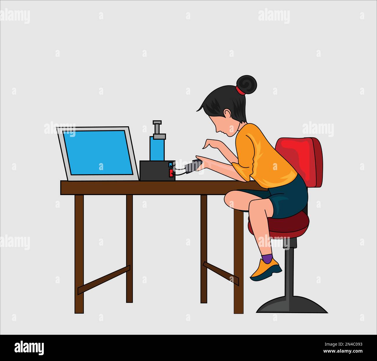 Robotics kids flat vector illustration on white background Stock Vector ...