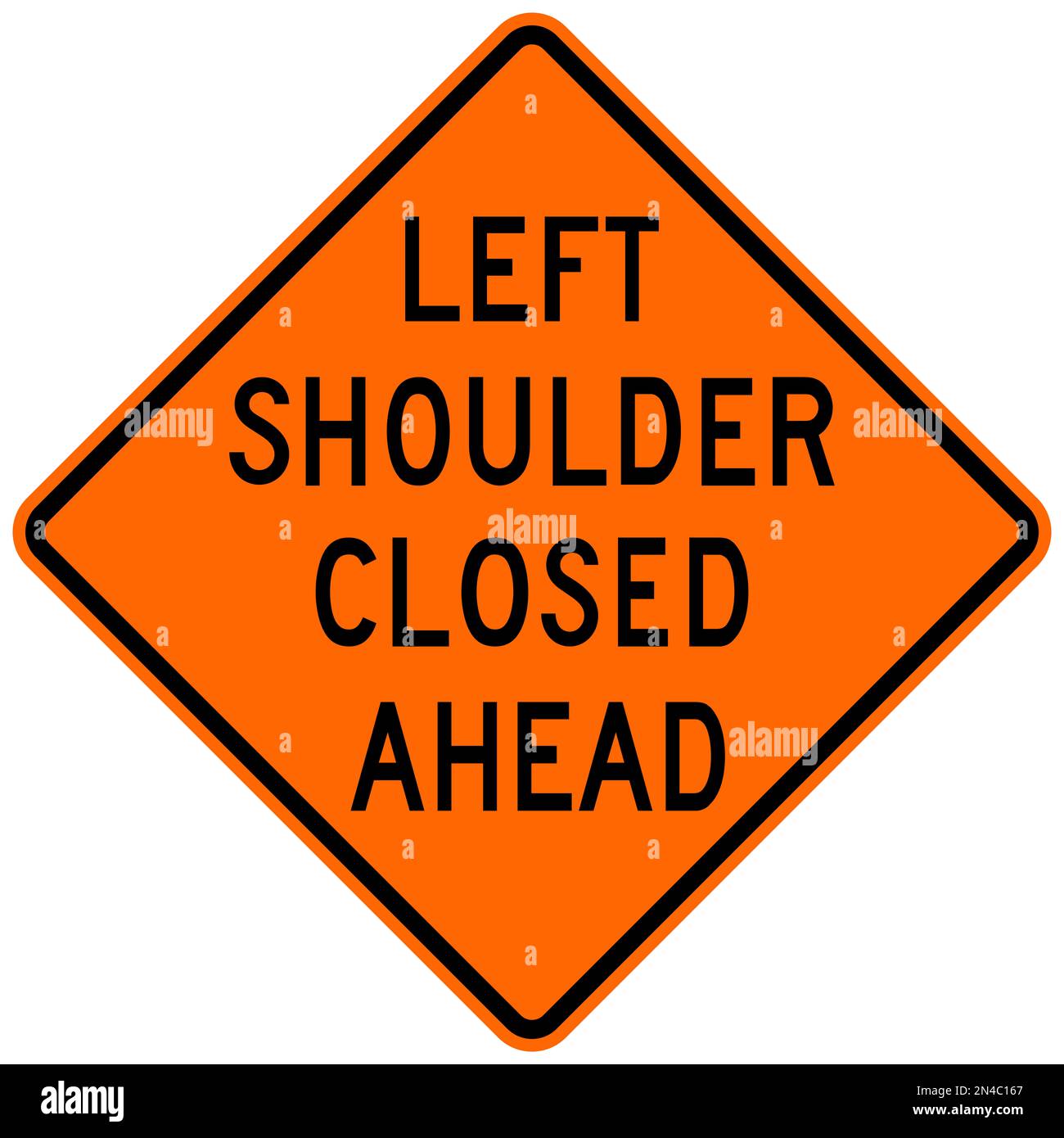 Left Shoulder Closed Ahead warning sign Stock Photo - Alamy