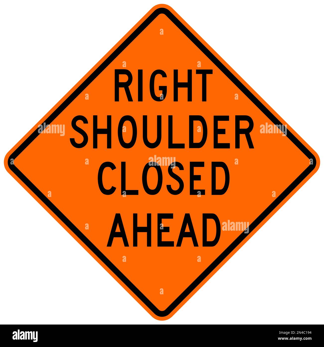 Right Shoulder Closed Ahead warning sign Stock Photo - Alamy
