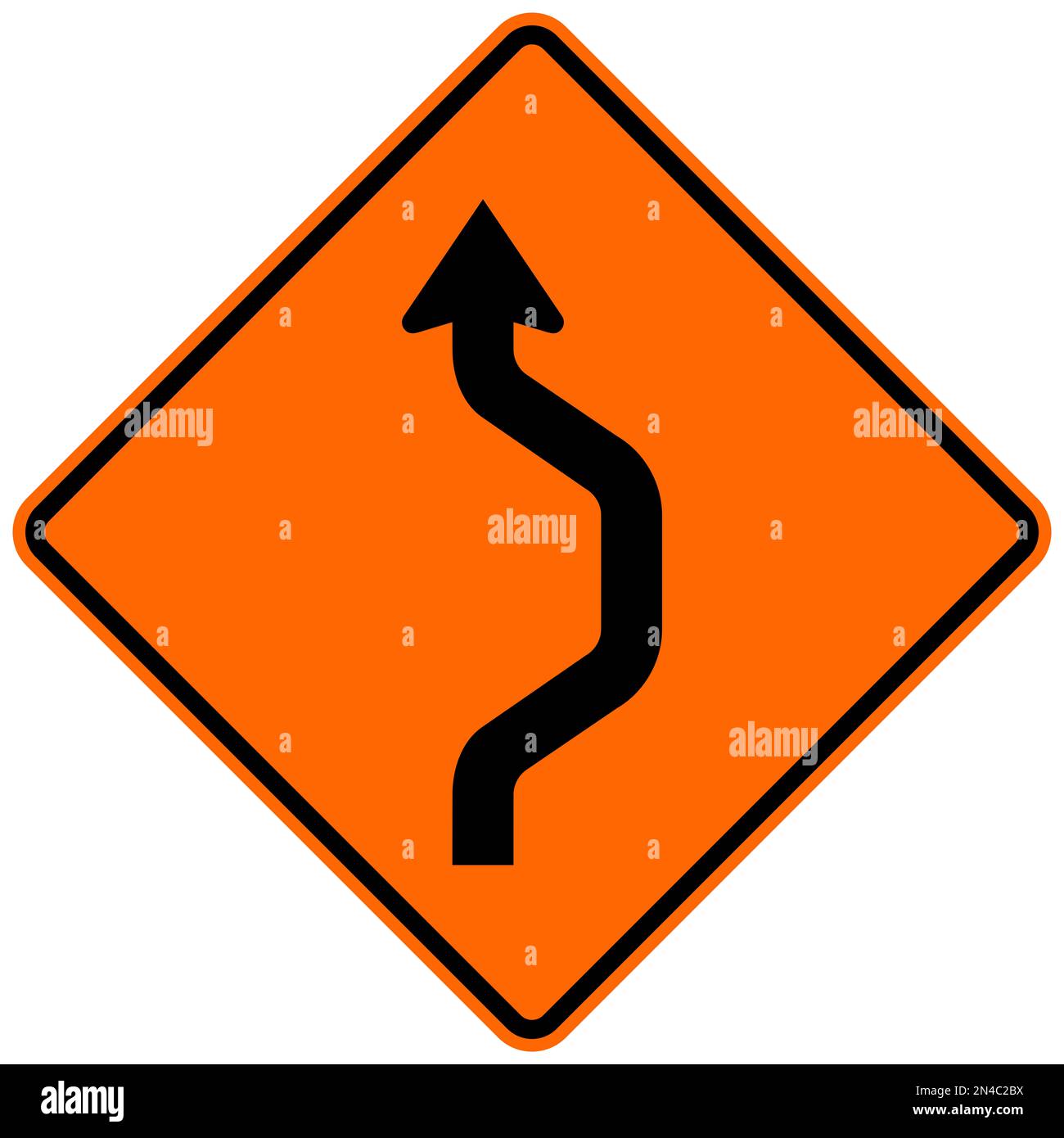 Double reverse curve 1 lane warning sign Stock Photo - Alamy