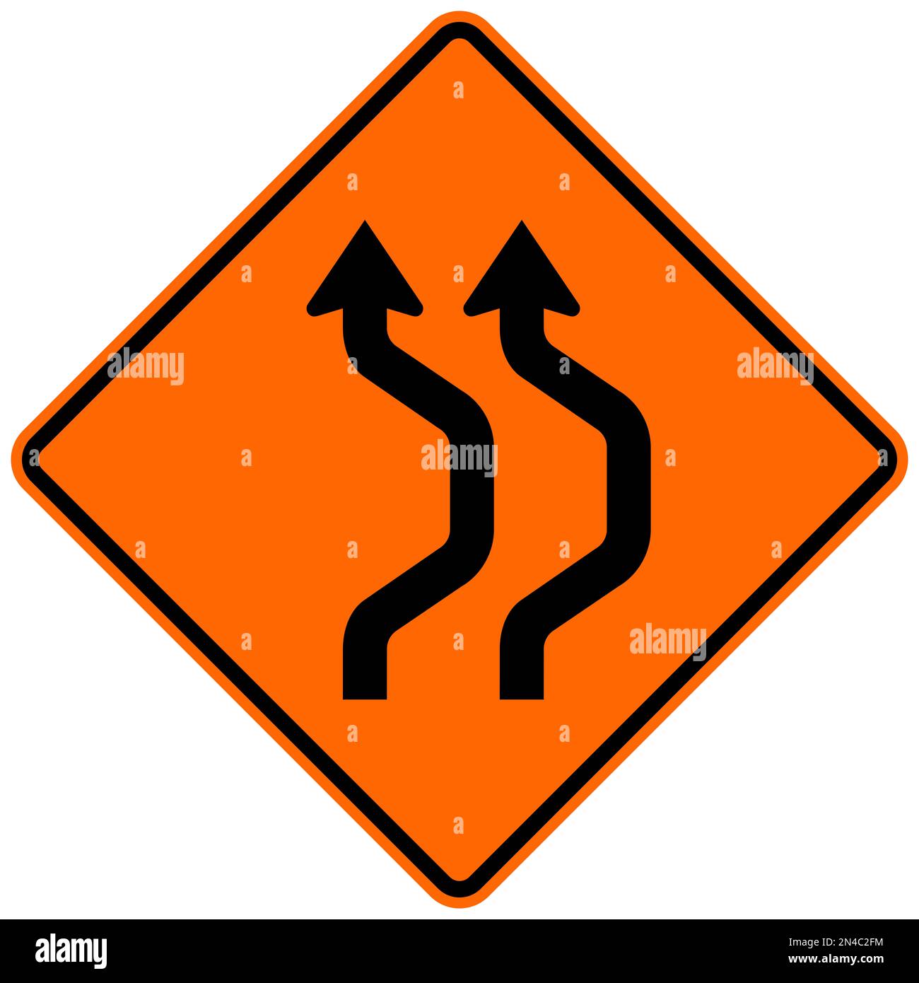 Double reverse curve 2 lane warning sign Stock Photo - Alamy