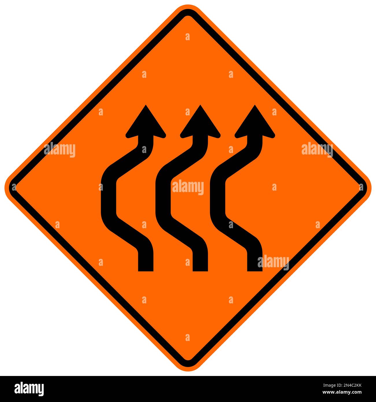 Double reverse curve 3 lane warning sign Stock Photo - Alamy