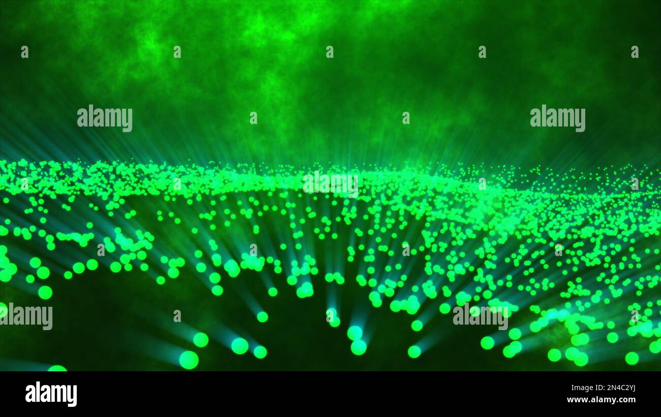 Bokeh green particle abstract background. Particle with depth of field ...