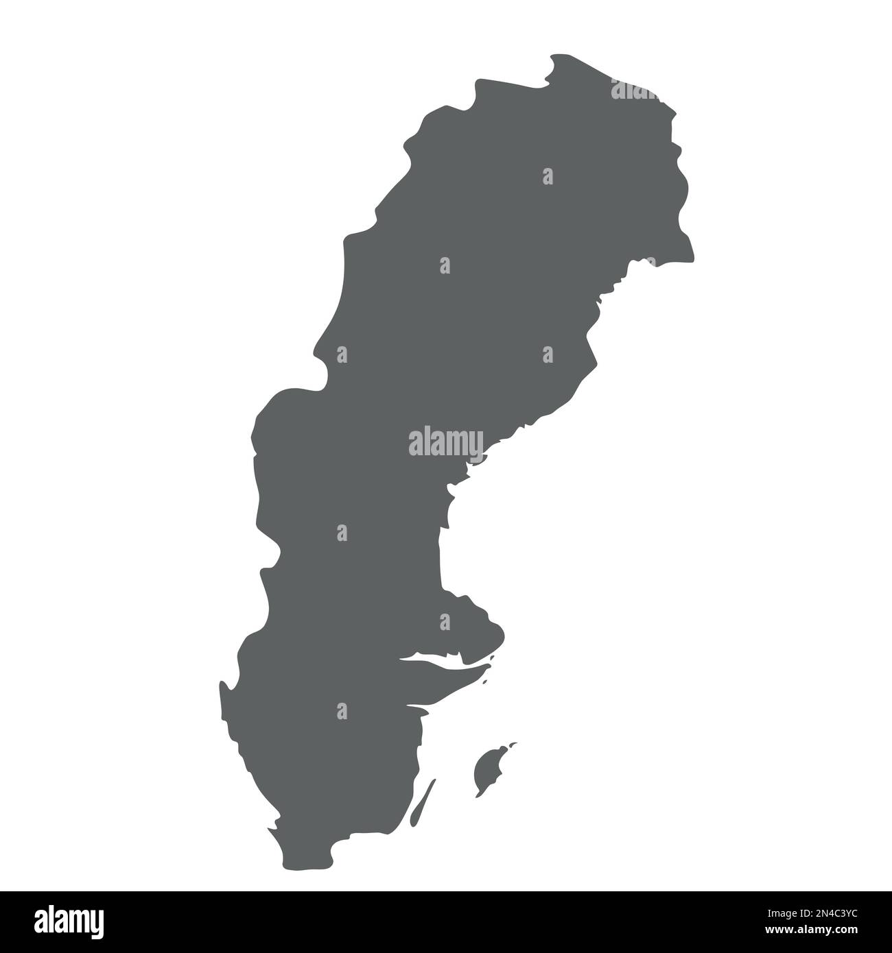 Sweden - smooth grey silhouette map of country area. Simple flat vector ...
