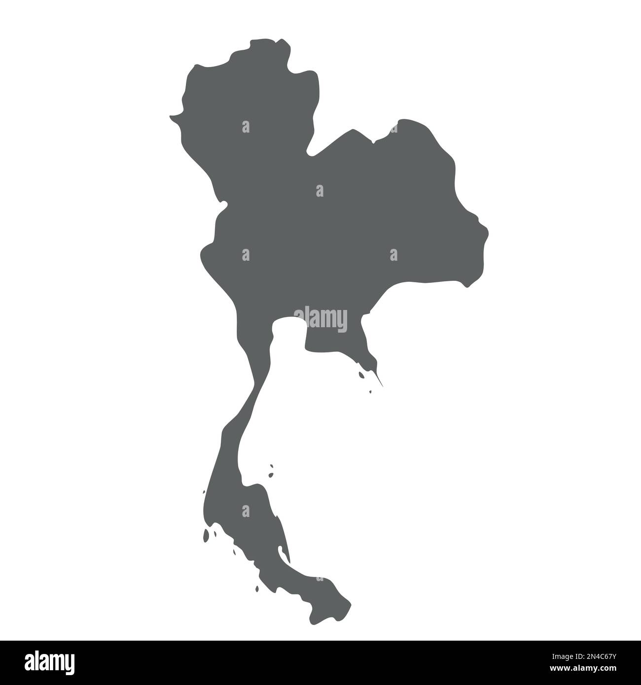 Thailand - smooth grey silhouette map of country area. Simple flat vector illustration Stock ...