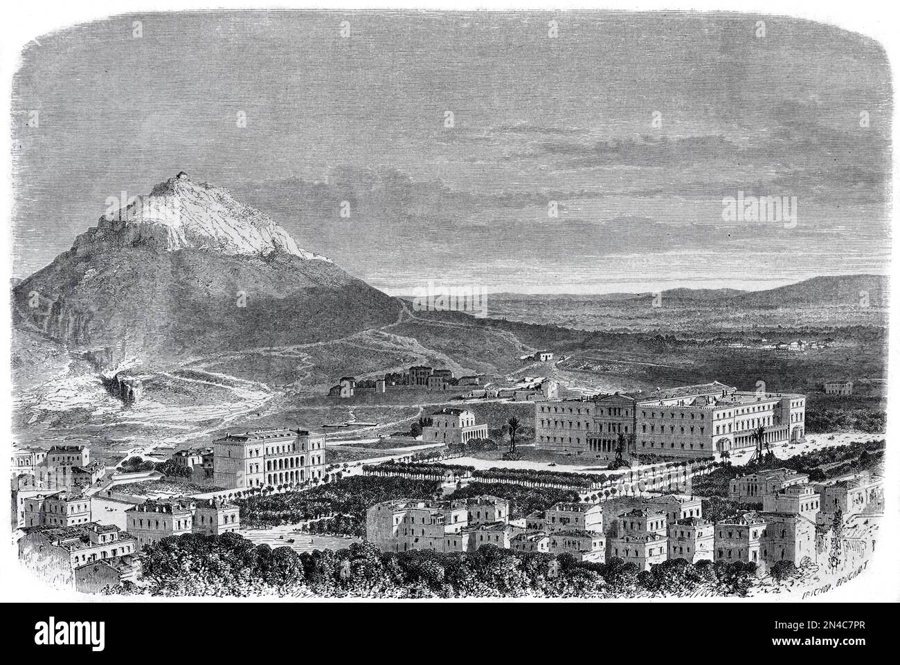 Panoramic View of Athens from the Acropolis with the King's Palace, now ...