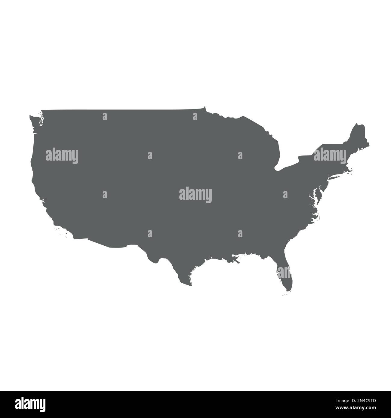 United States of America, USA - smooth grey silhouette map of country ...
