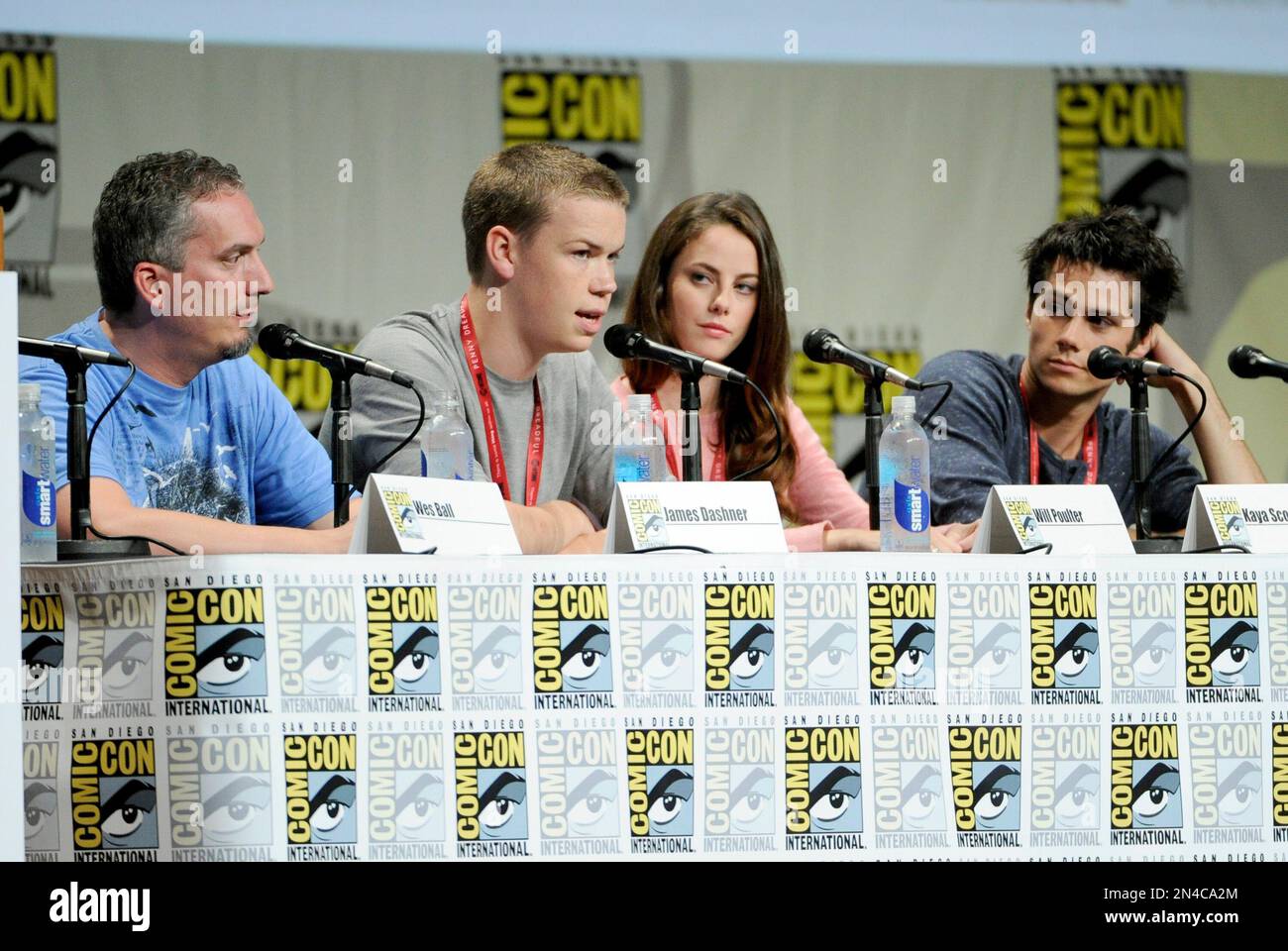 James Dashner and from left, Will Poulter, Kaya Scodelario and Dylan O ...