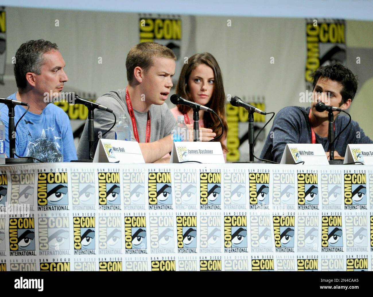 James Dashner and from left, Will Poulter, Kaya Scodelario and Dylan O ...