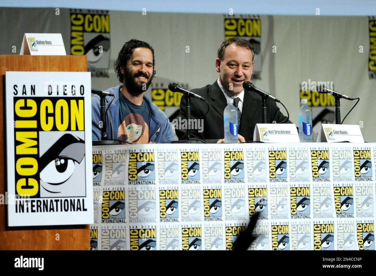 Neil Druckmann, left, and Sam Raimi attend "The Last of Us" sneak peek ...