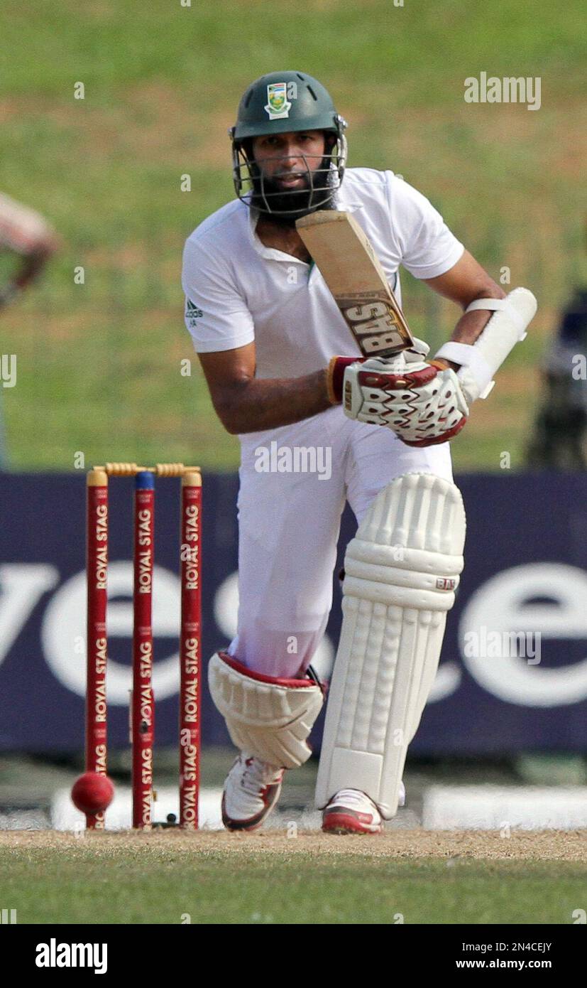 South African cricketer Hashim Amla bats during the second day of the ...