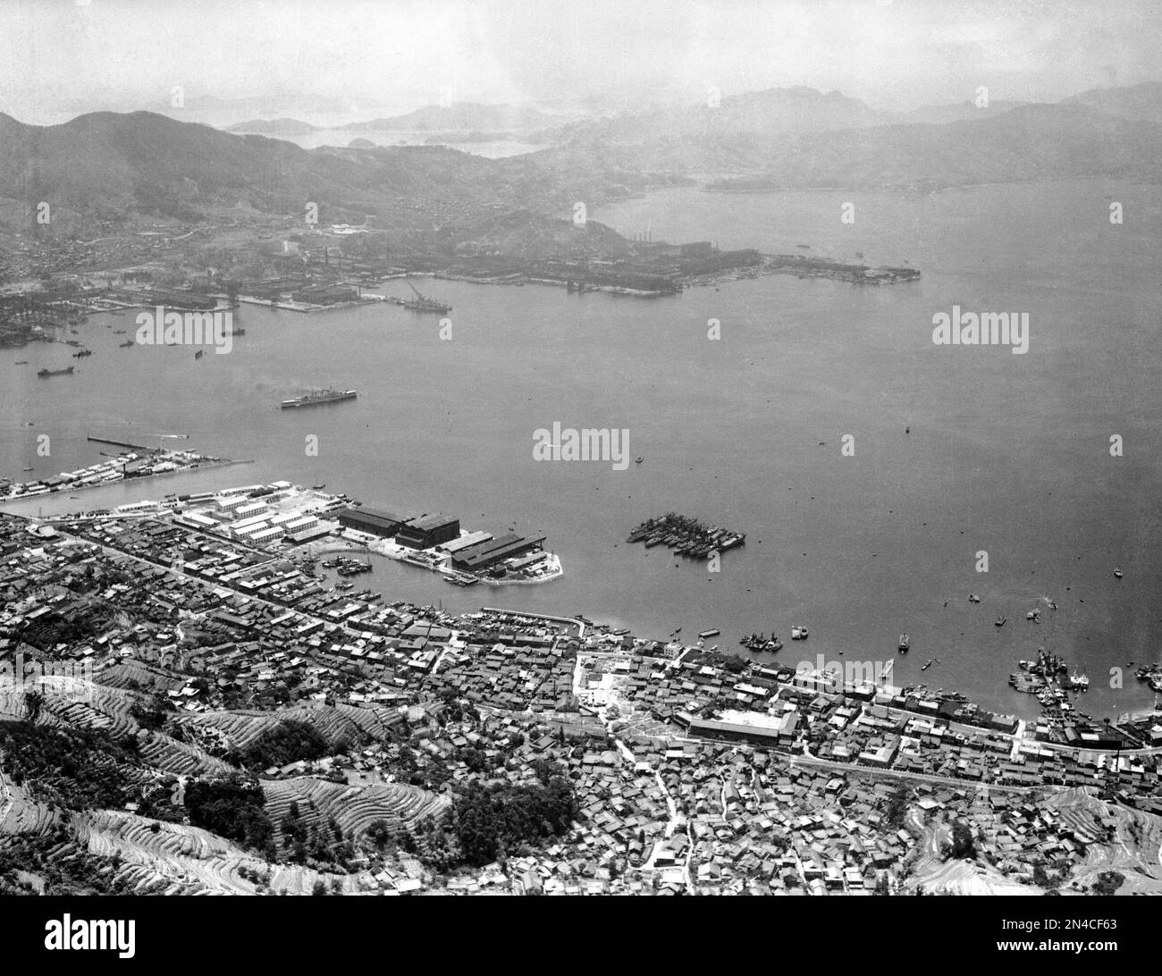 Aerial view of the port of Hiroshima, Japan, on July 20, 1947. (AP ...