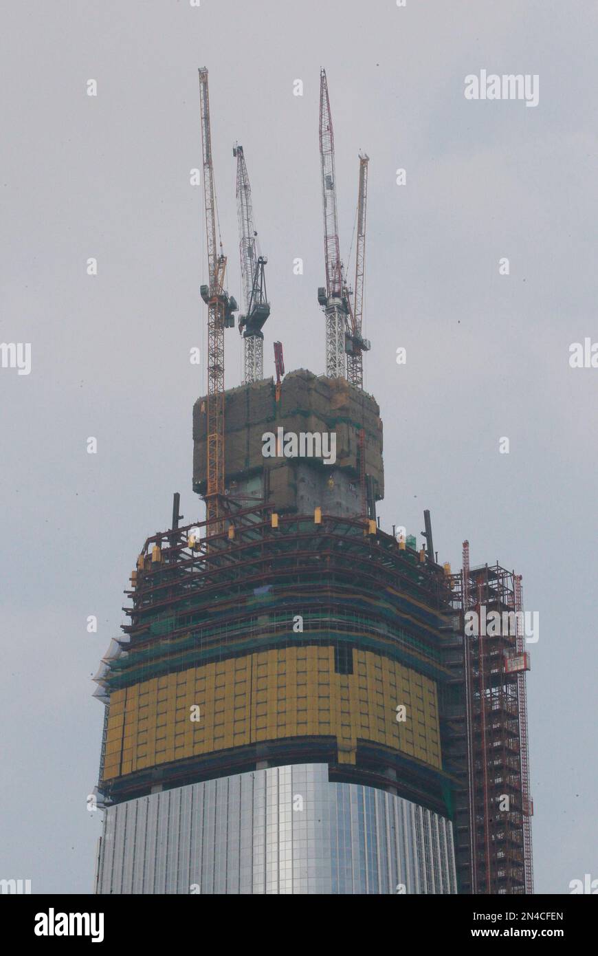 In this July 8, 2014, the Lotte World Tower under construction is seen ...