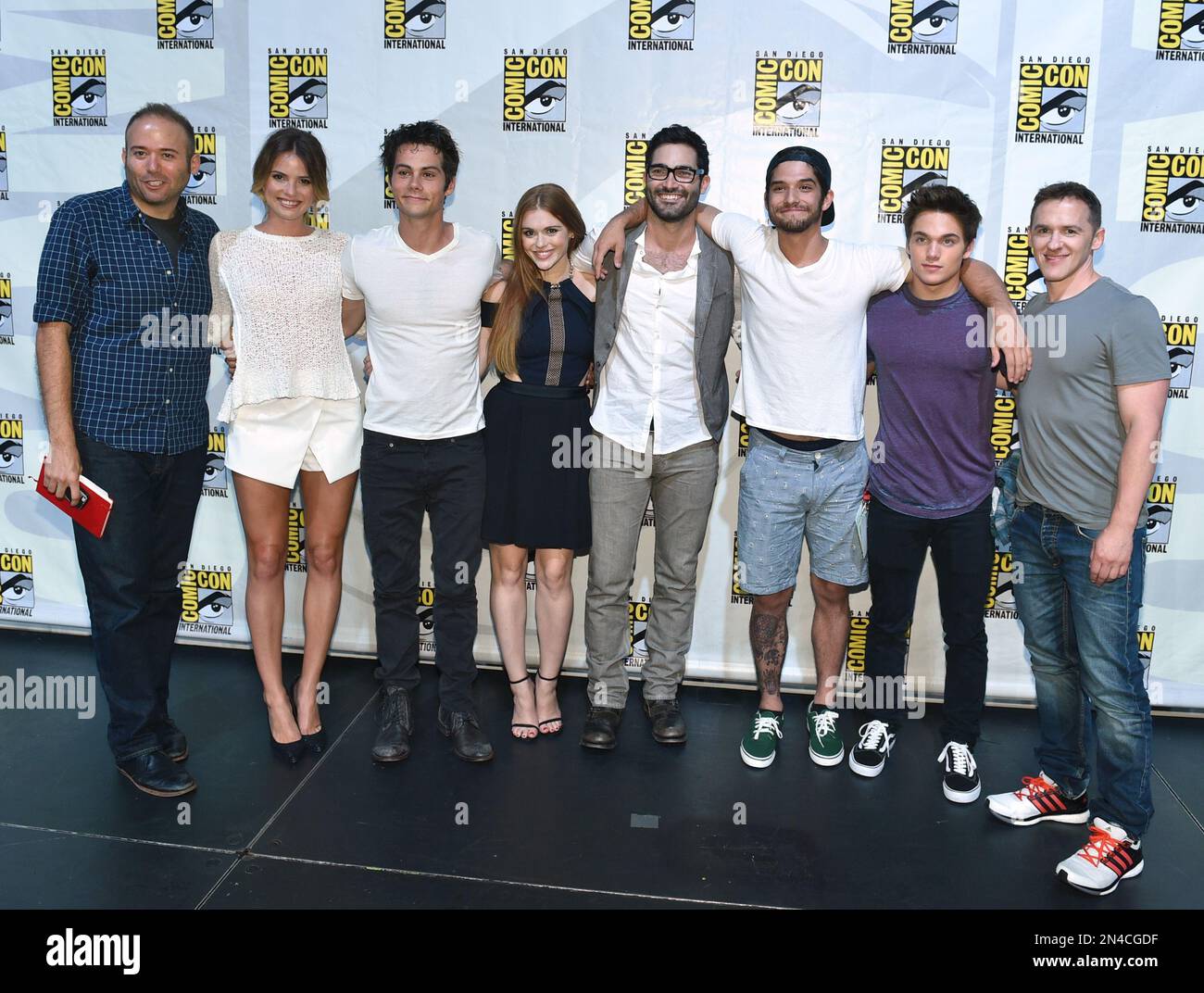 From left, Jarett Wieselman, Shelley Hennig, Dylan O'Brien, Holland ...