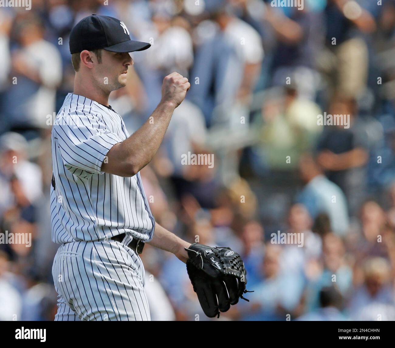New York Yankees relief pitcher David Robertson (30) reacts after ...