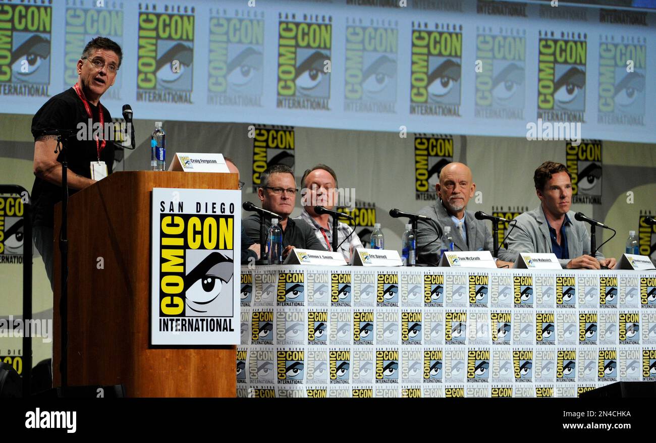 From left, Craig Ferguson, Eric Darnell, Tom McGrath, John Malkovich ...