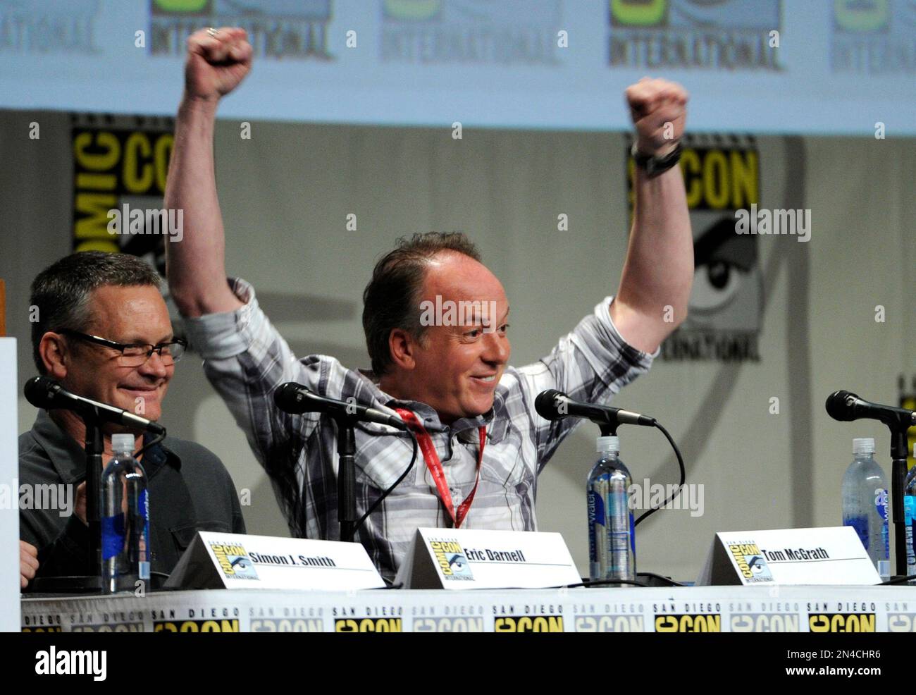 Eric Darnell, left, and Tom McGrath attend the "DreamWorks Animation ...