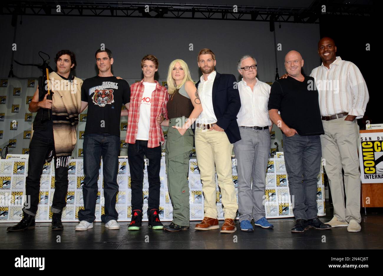 Alexander Koch and from left, Eddie Cahill, Colin Ford, Rachelle Lefevre, Mike Vogel, Neal Baer ...