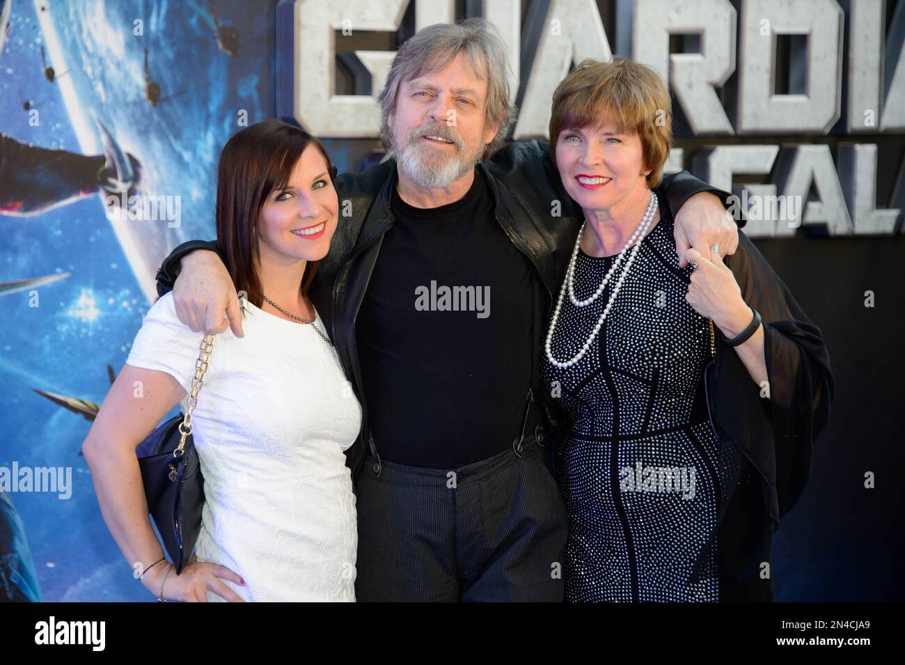 U.S actor Mark Hamill, centre, Marilou York, right and Chelsea Hamill ...